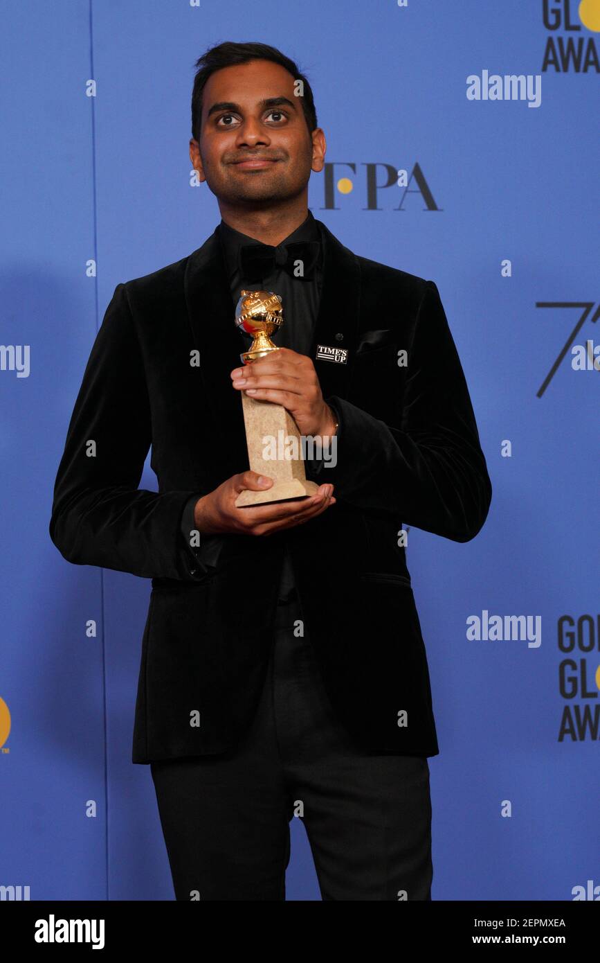 Actor Aziz Ansari poses with the Best Performance by an Actor in a ...