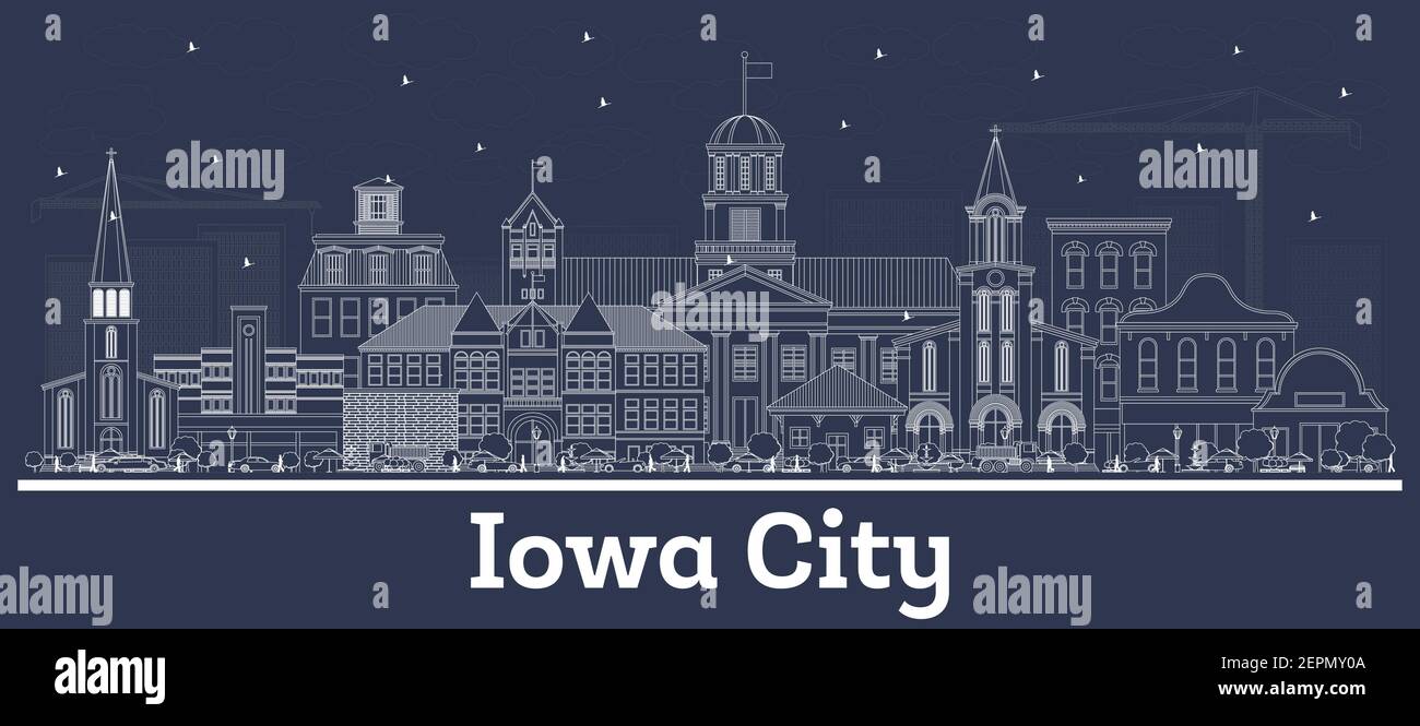 Outline Iowa City USA Skyline with White Buildings. Vector Illustration ...