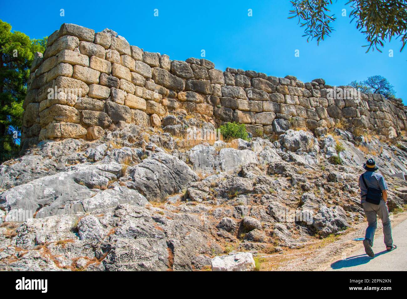 Cyclopean walls of the citadel of Mycenae. Archaeological site of ...