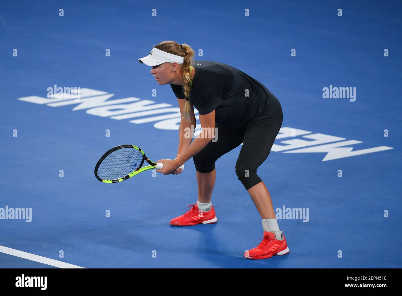 January 12, 2018: Second seed Caroline Wozniacki from Denmark practises ...