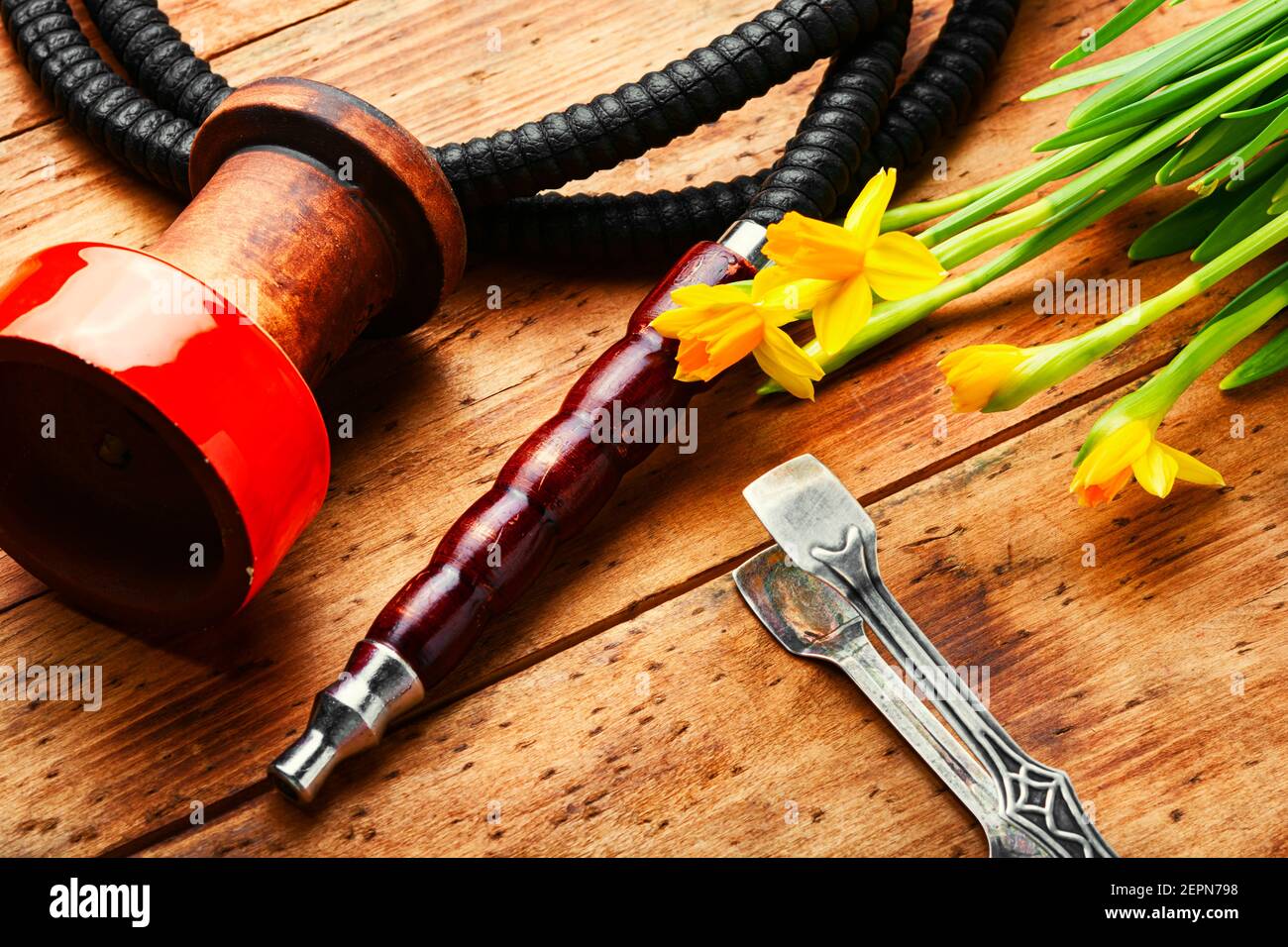 Exotic smoking hookah with hookah tobacco with narcissus aroma Stock ...