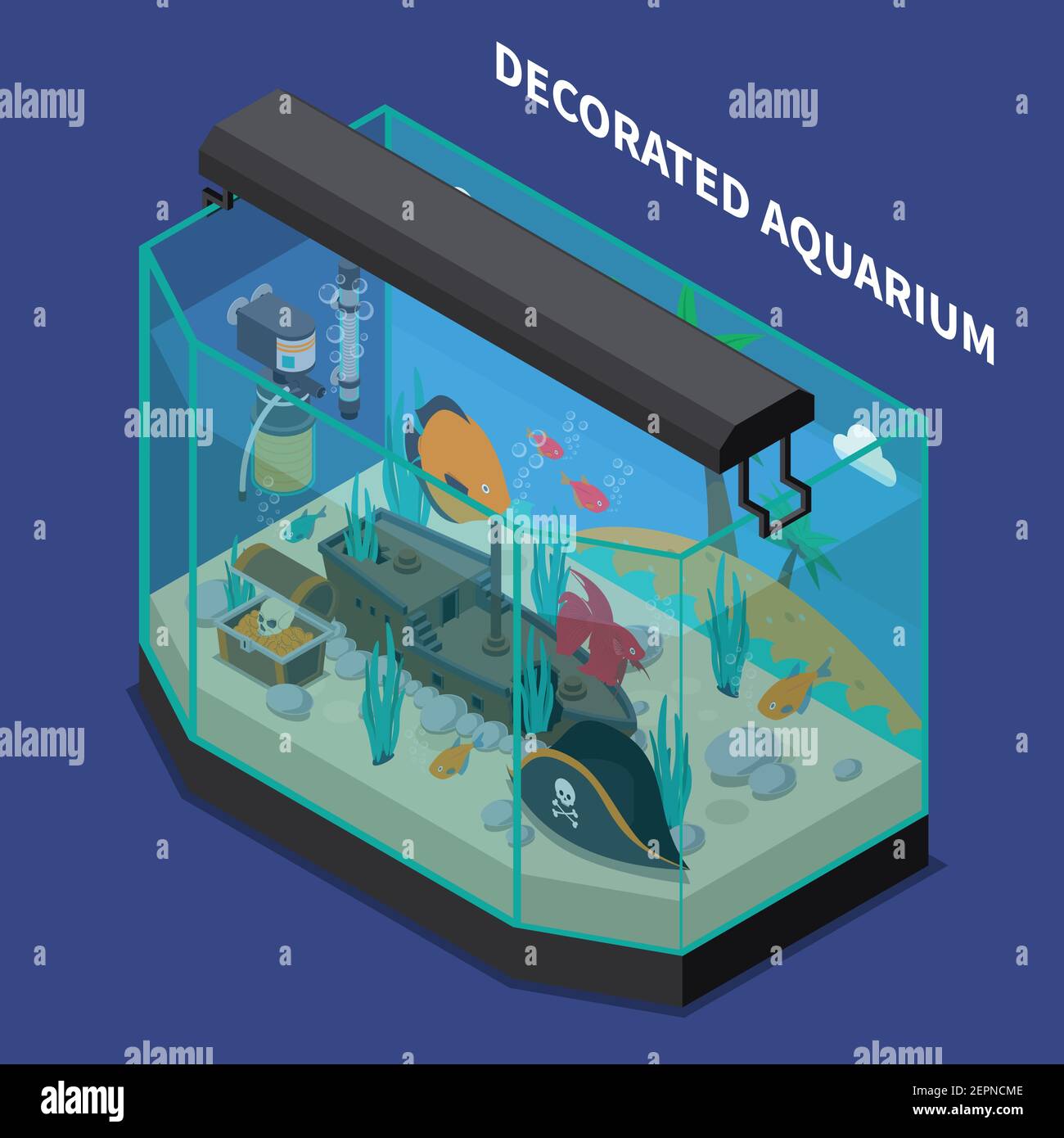 Decorated aquarium Stock Vector Images - Alamy