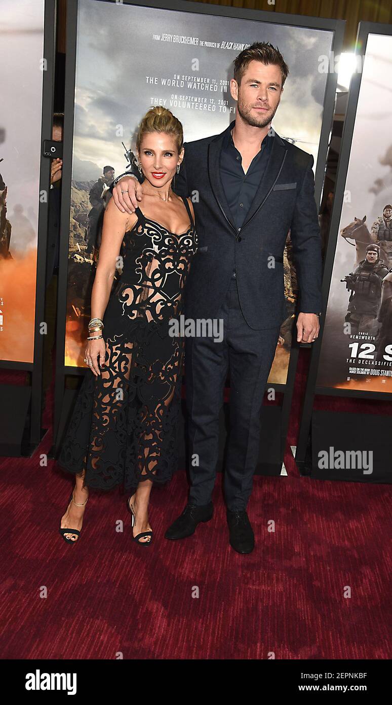 Elsa Pataky and husband Chris Hemsworth attend the "12 Strong" World ...