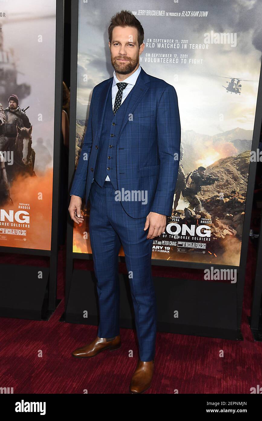 actor Geoff Stults attends the "12 Strong" World Premiere on January 16 ...