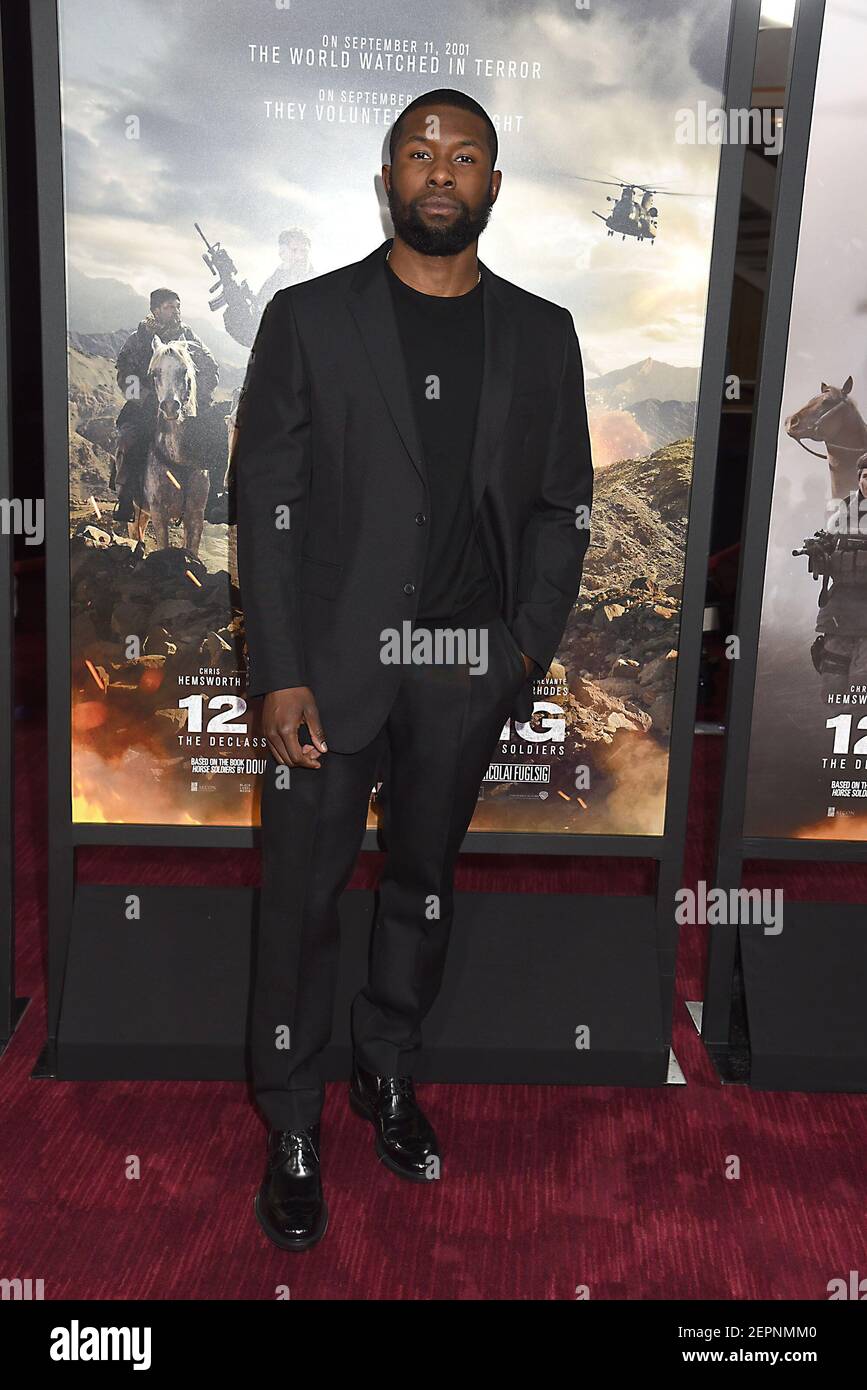 actor Trevante Rhodes attends the "12 Strong" World Premiere on January ...
