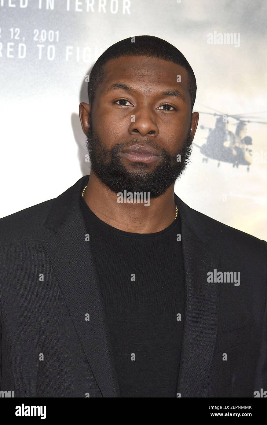 actor Trevante Rhodes attends the "12 Strong" World Premiere on January ...