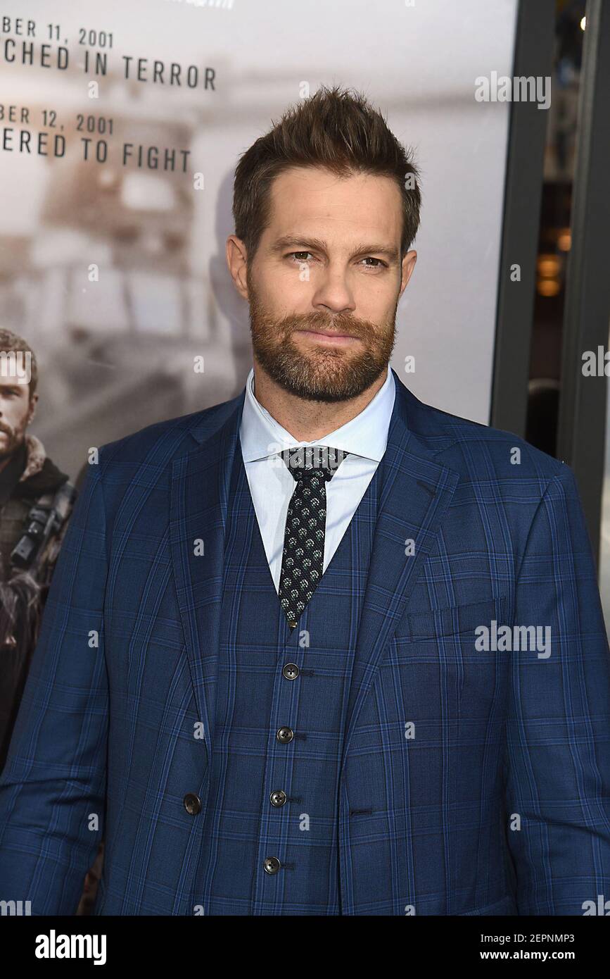 actor Geoff Stults attends the "12 Strong" World Premiere on January 16 ...