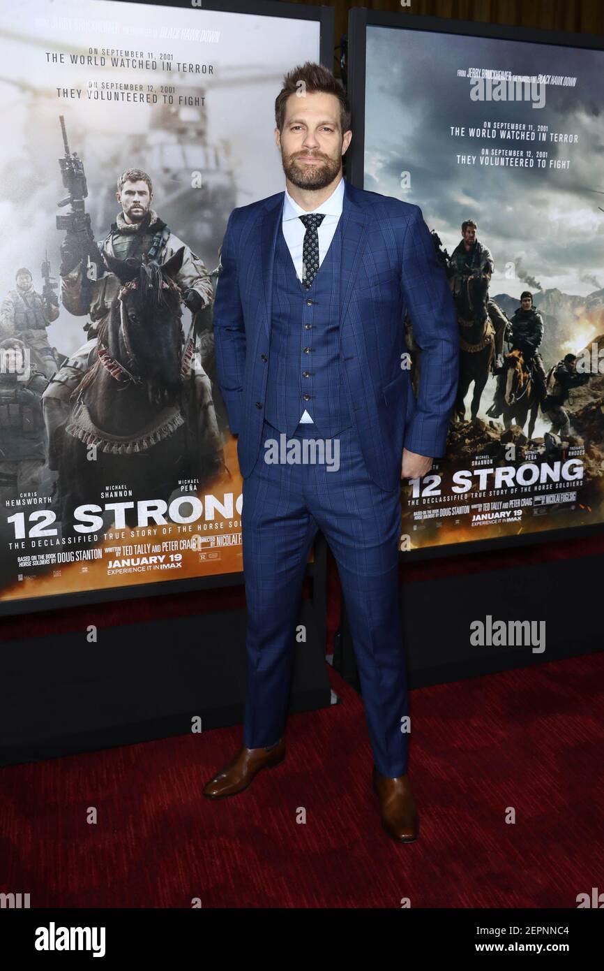 Geoff Stults attends the 12 STRONG New York Premiere, held at Jazz at ...