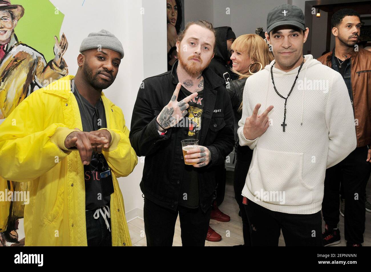 (L-R) Craig Hollamon, BBoy Casper and DJ Mike Murda at the Debbie ...