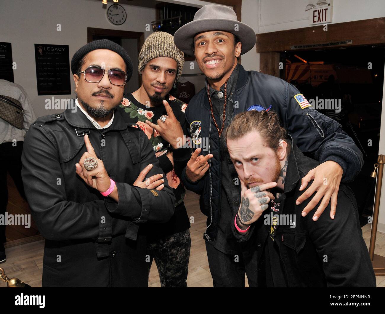 (L-R) Rich Talauega, Ninja Nao, Jon Boogz and BBoy Casper at the Debbie ...