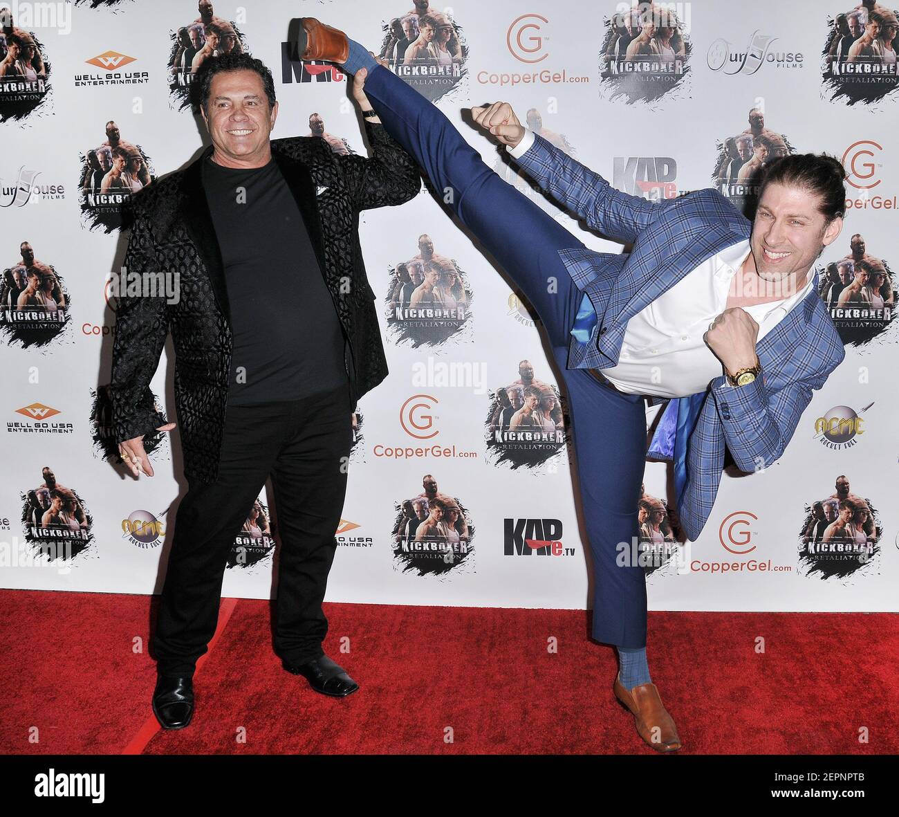 (L-R) Director Dimitri Logothetis and Alain Moussi arrives at the ...