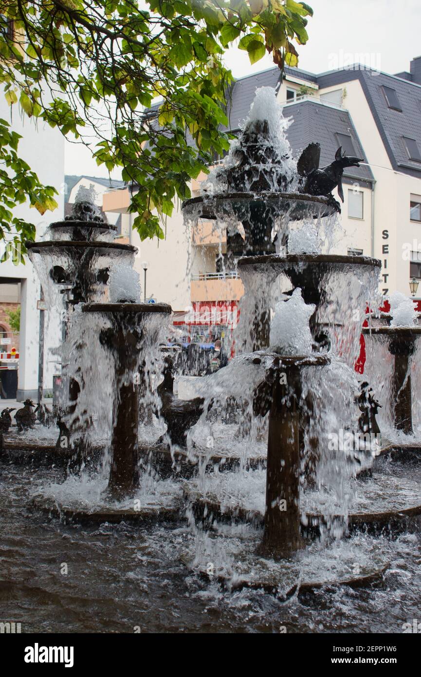 Fountain with mythical creatures in the Market Place in Neustadt ...