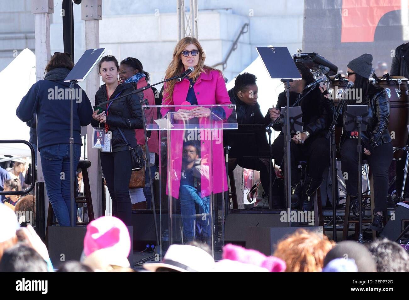 Connie Britton speaks onstage during the Women's March: Los Angeles ...
