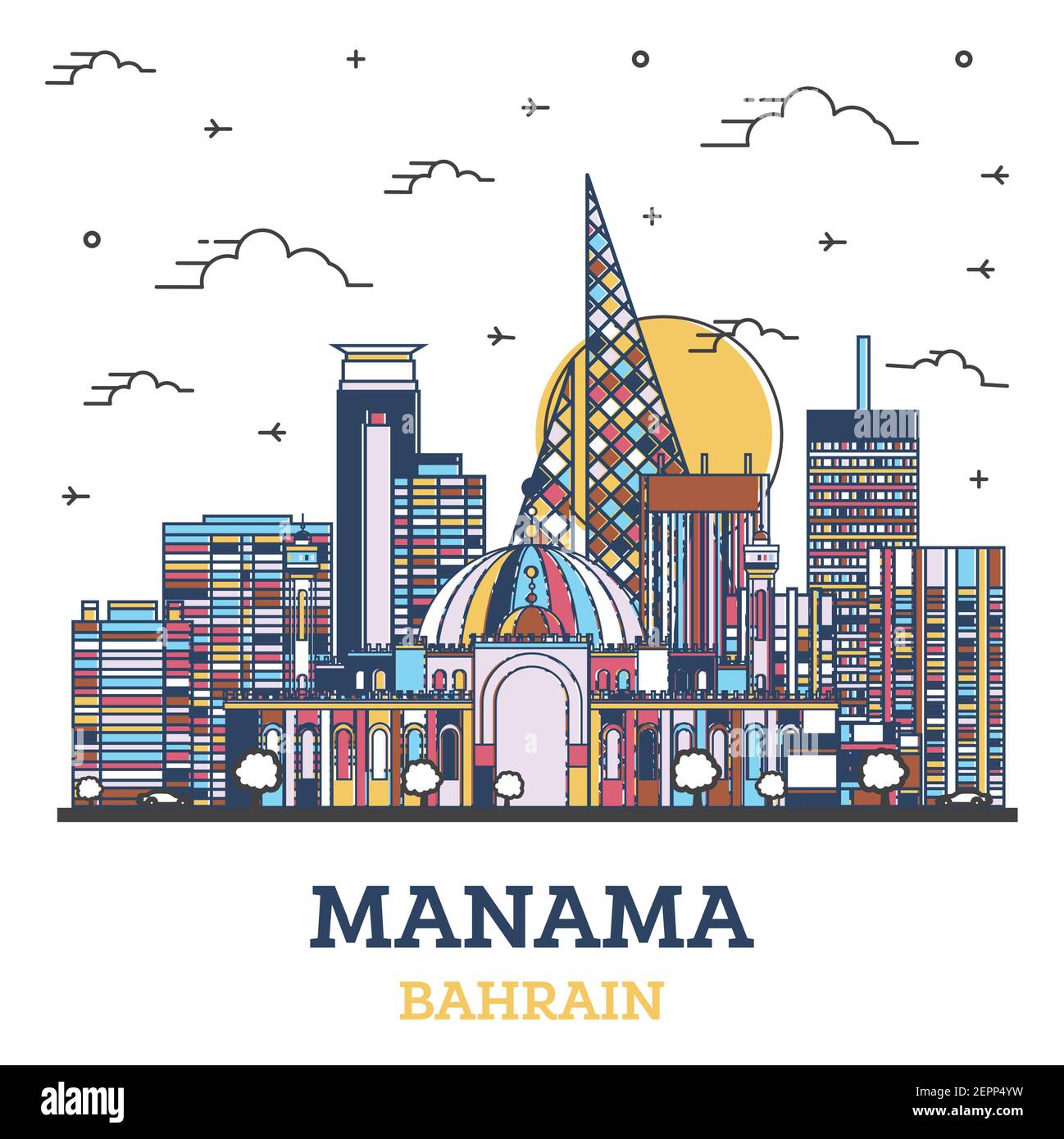 Gulf city manama skyline Stock Vector Images - Alamy