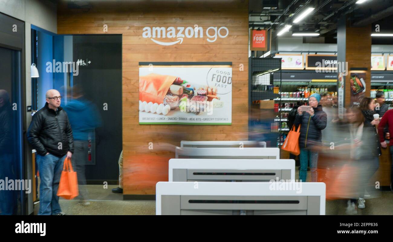 Amazon Go opens to the Public in Seattle, Washington, on January 22 ...