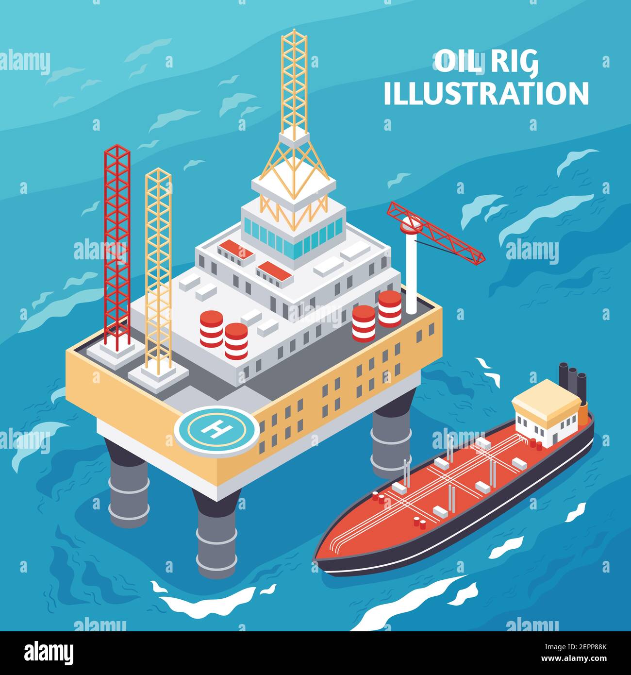 Oil gas industry isometric composition with offshore platform jack-up ...