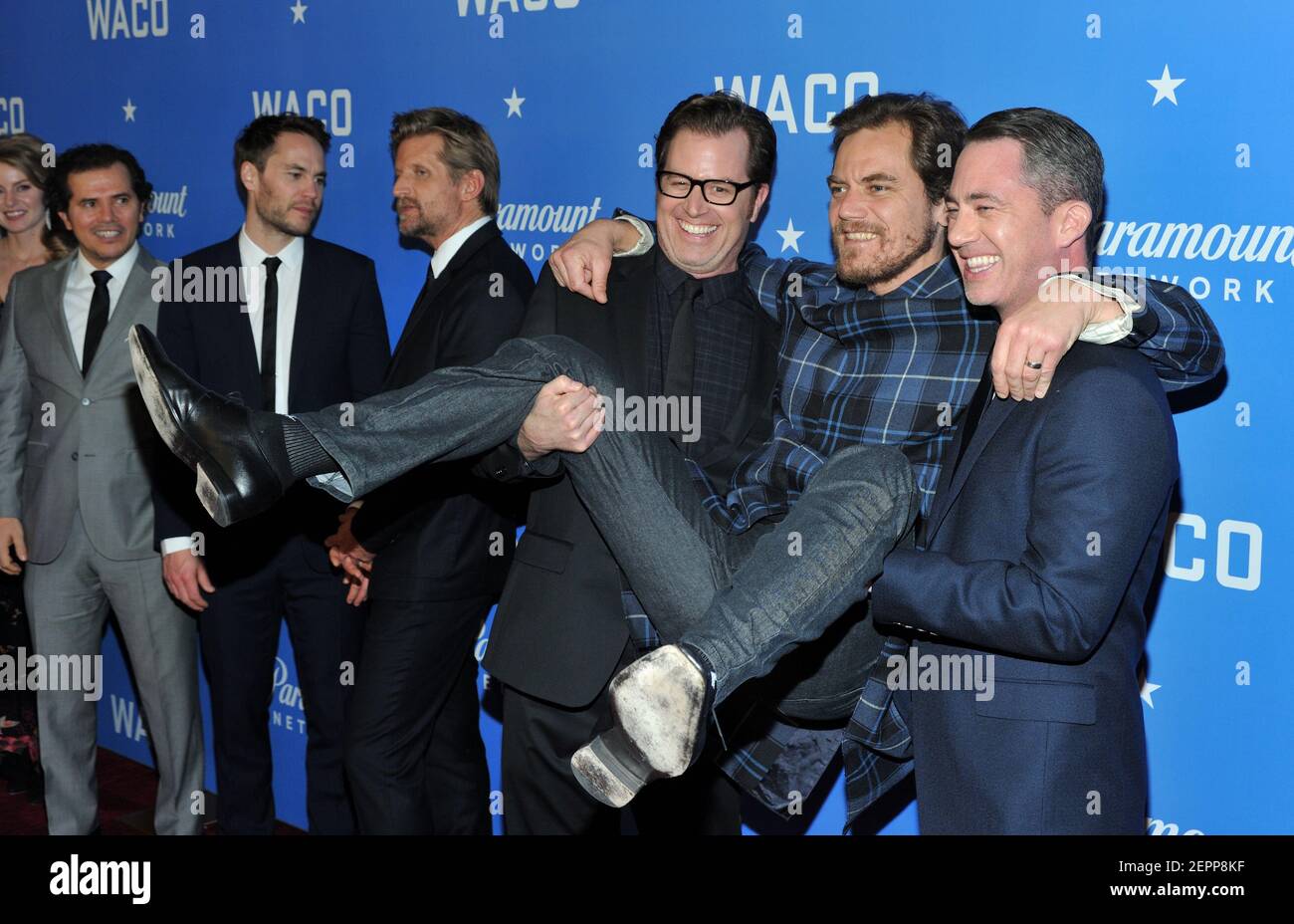 L-R: Exec. producer John Erick Dowdle, actor Michael Shannon and exec ...
