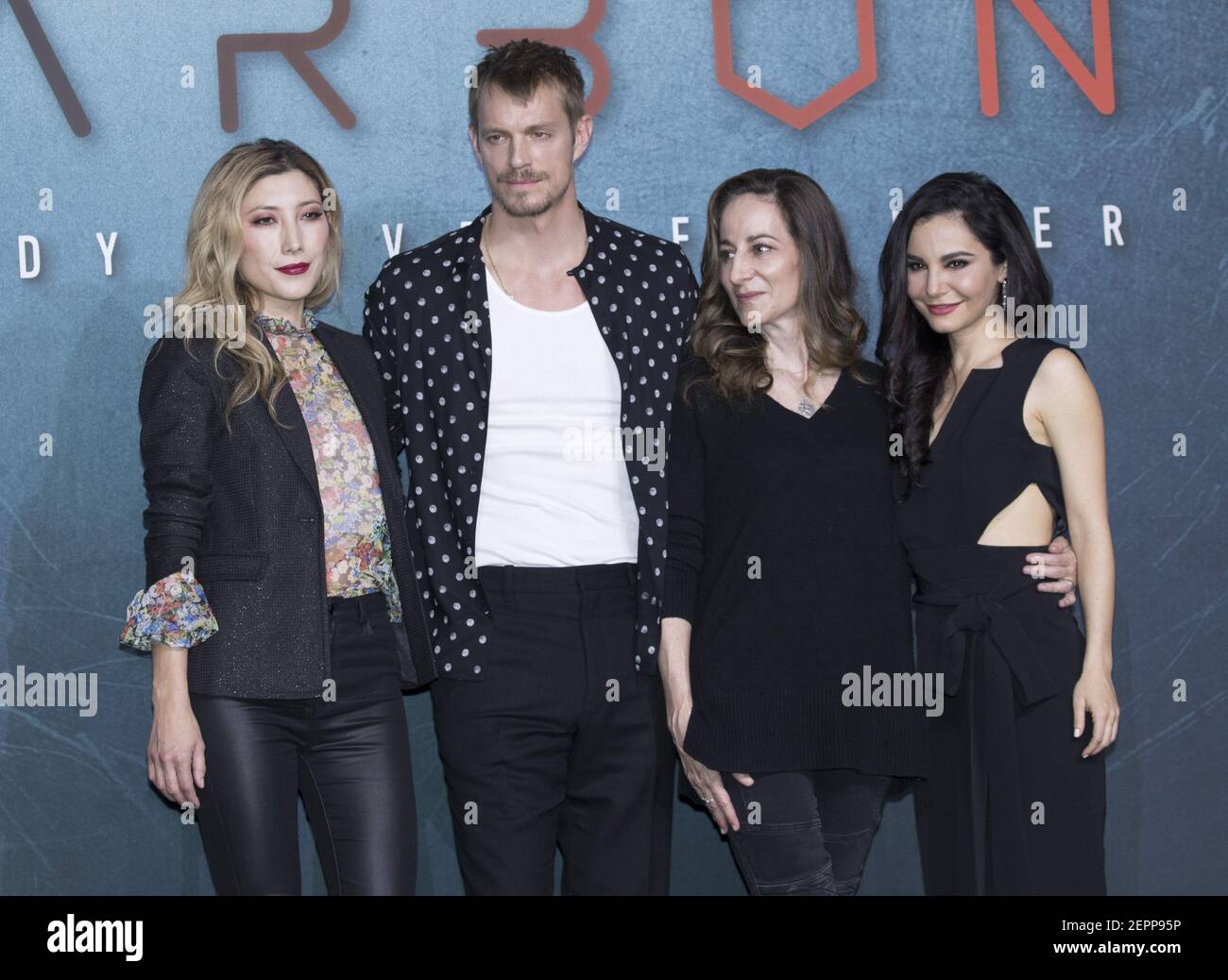 (L to R) Actors Dichen Lachman, Joel Kinnaman, screen writer Laeta ...