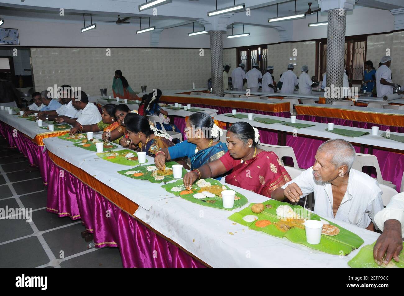 People having a feast as part of Wedding event in Hindu traditional ...