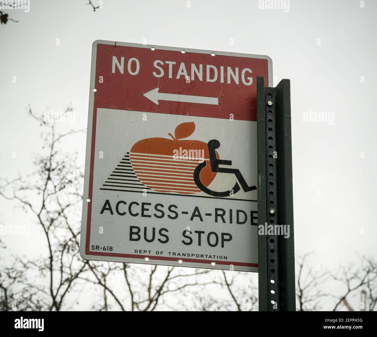 A no standing access-a-ride bus stop sign is seen in the Chelsea ...