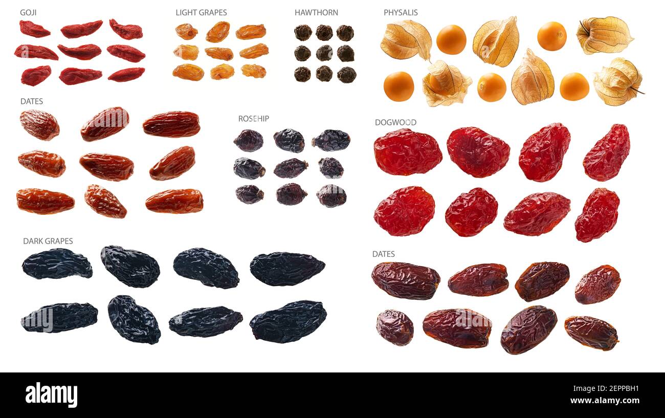 Large set of dried fruits isolated on a white background Stock Photo ...