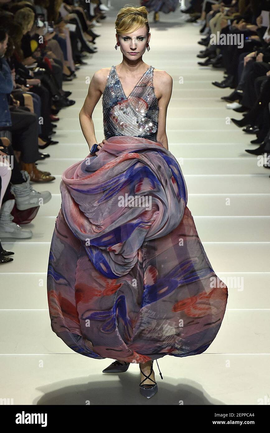 Model Agnese Zogla walks on the runway during the Giorgio Armani Prive ...