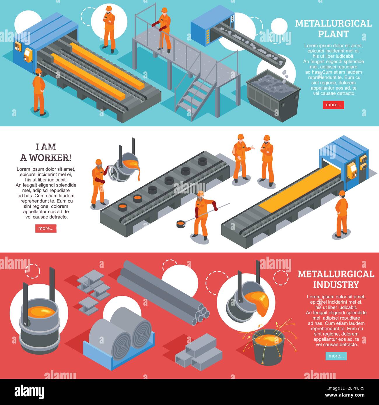 Steel industry metallurgical plant production facilities 3 isometric ...
