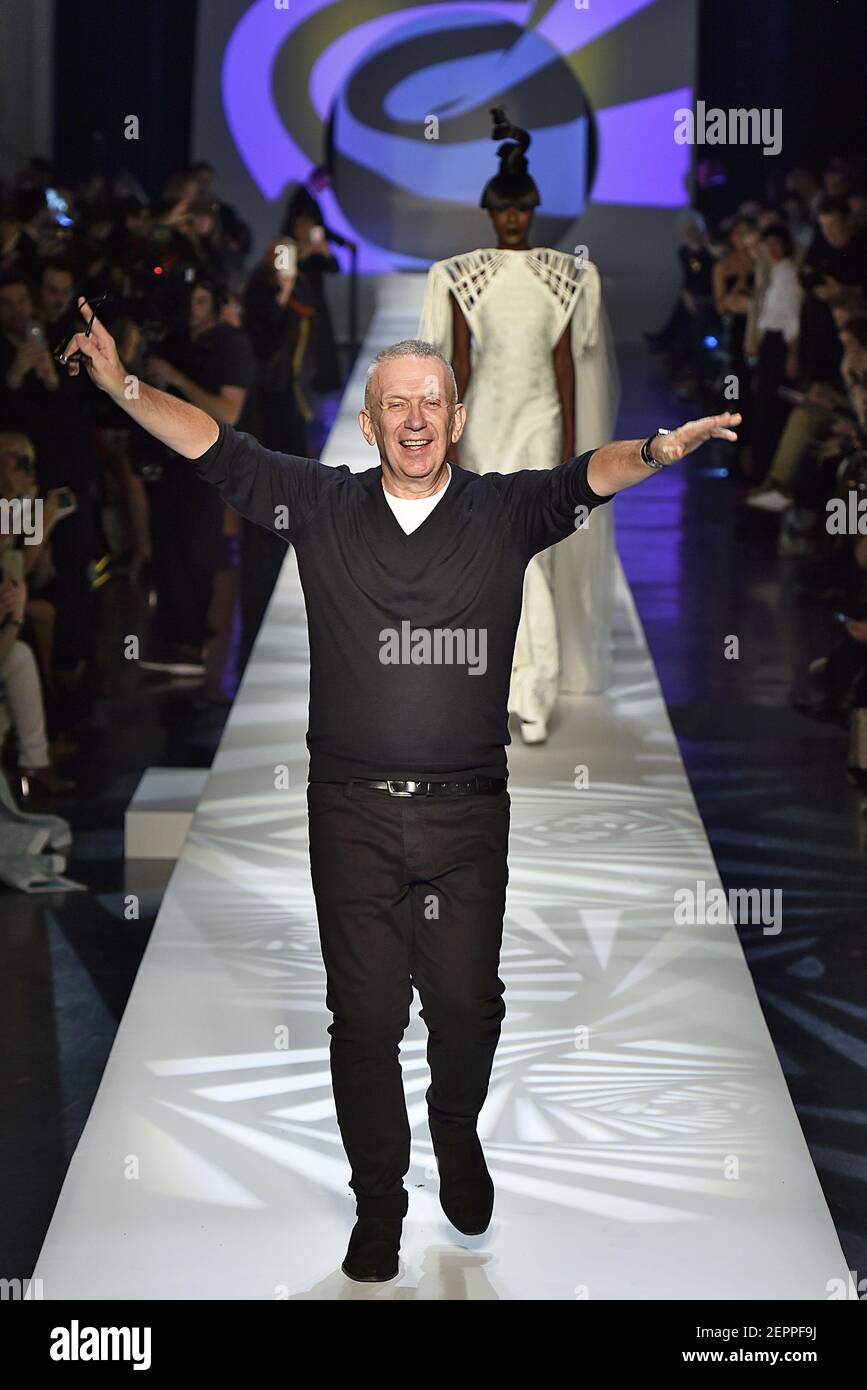 Designer Jean Paul Gaultier walks on the runway during the Jean Paul ...