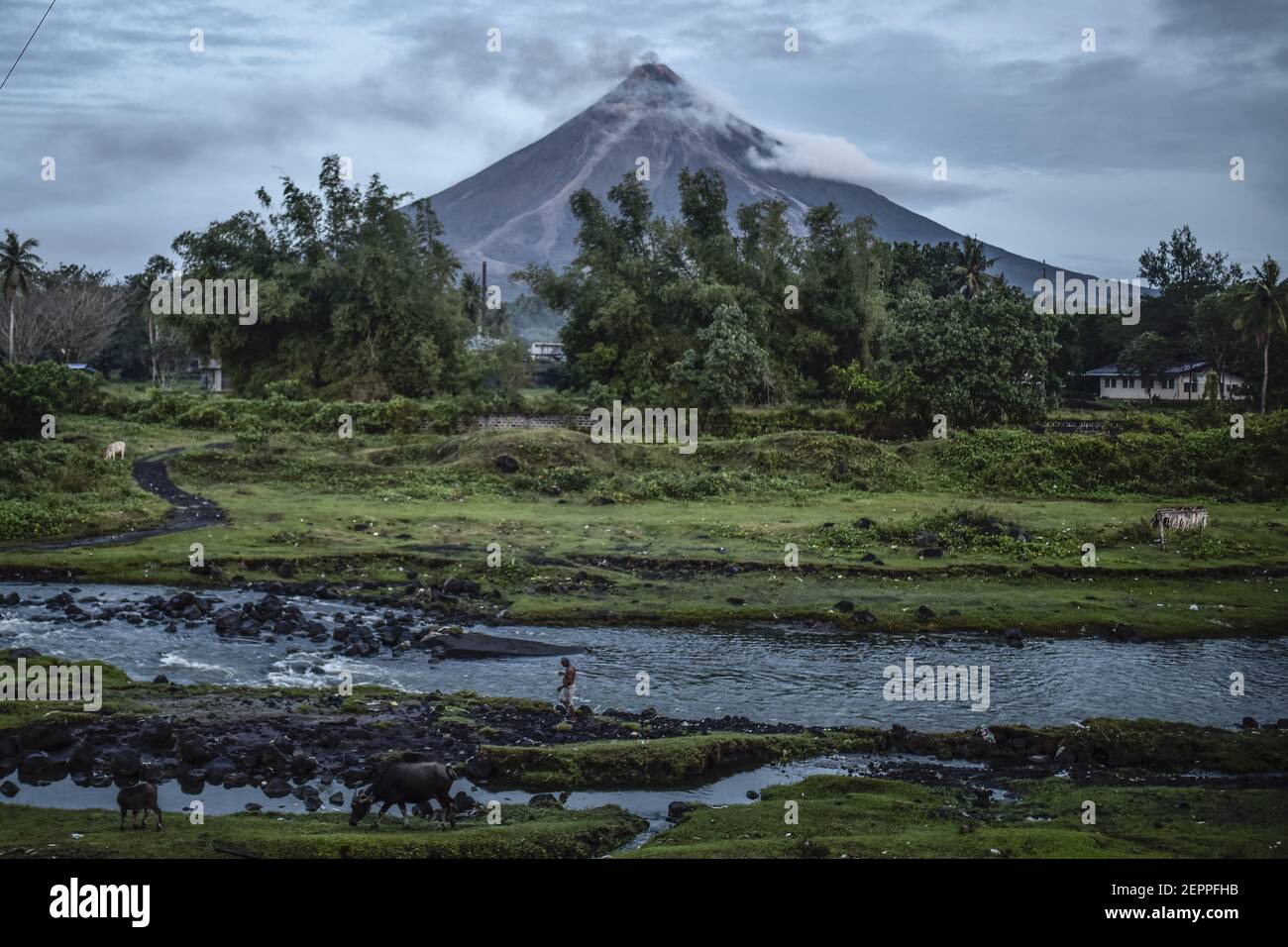 Mount Mayon as seen from Daraga, Albay province, Philippines, morning ...