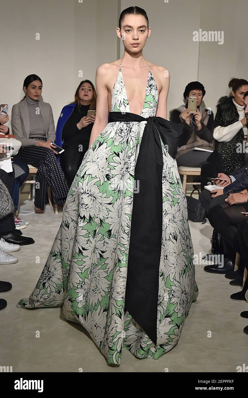 Model Ninouk Akkerman walks on the runway during the Valentino Haute ...