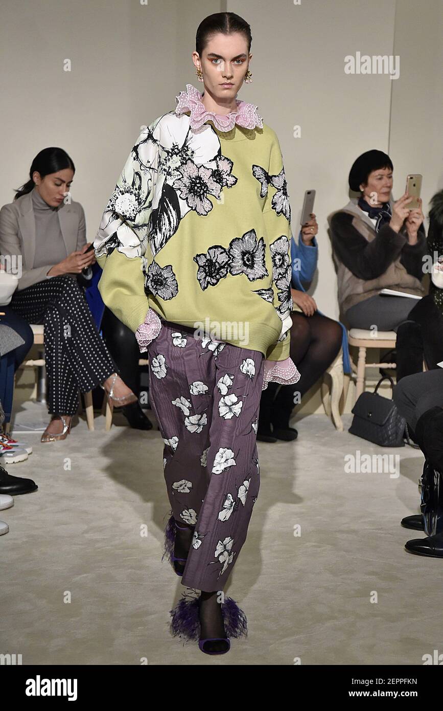 Model Hannah Claverie walks on the runway during the Valentino Haute ...