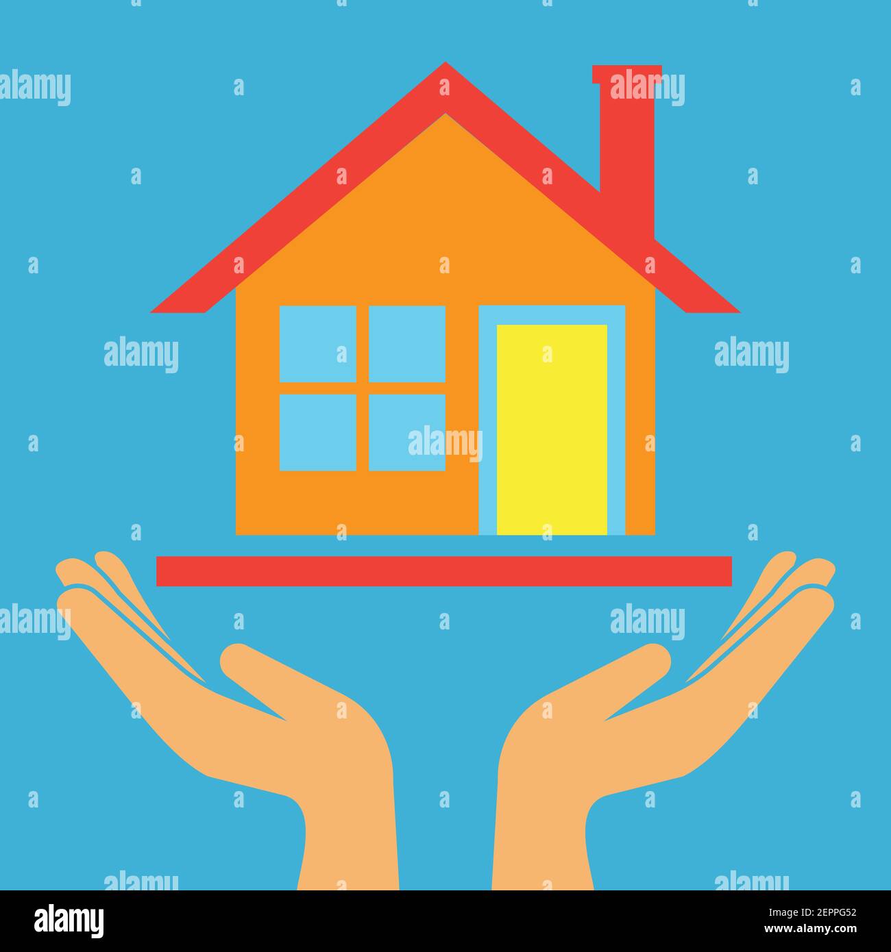 hand holding house symbol of purchase the house concept. vector ...