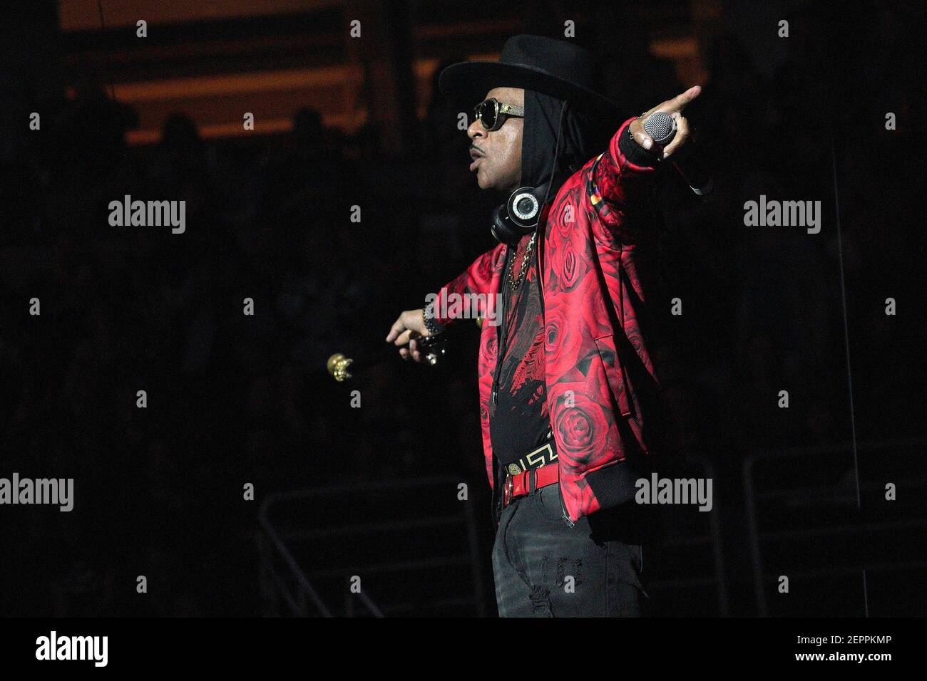 Rapper Hen Dogg of hip hop group The Sugarhill Gang performs onstage ...
