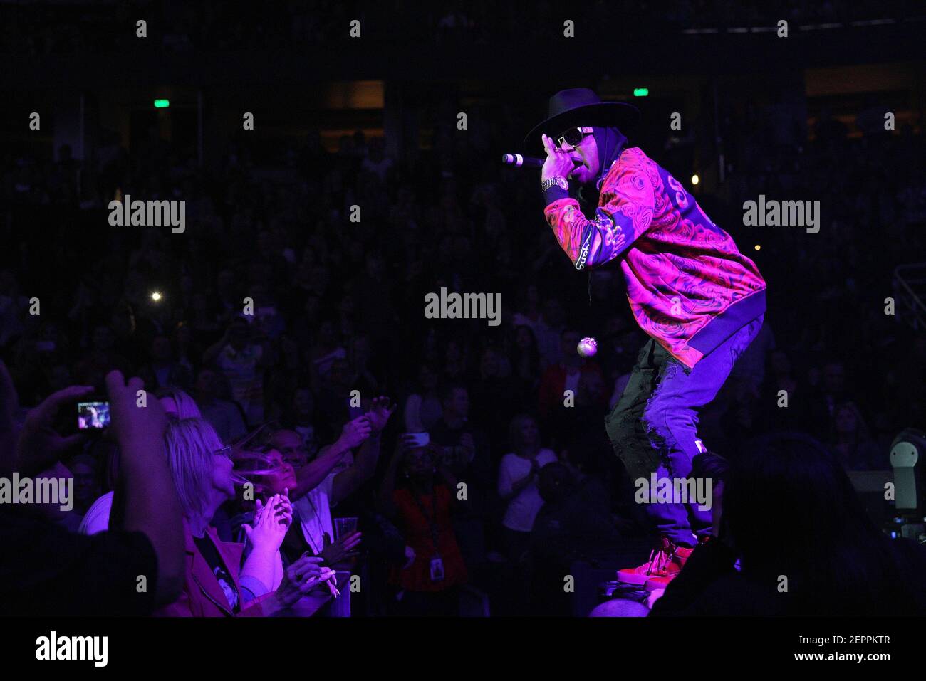 Rapper Hen Dogg of hip hop group The Sugarhill Gang performs onstage ...