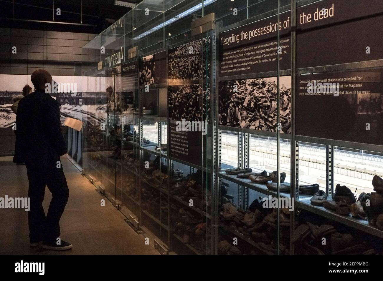 A man views the Holocaust Exhibition at the Imperial War Museum in ...