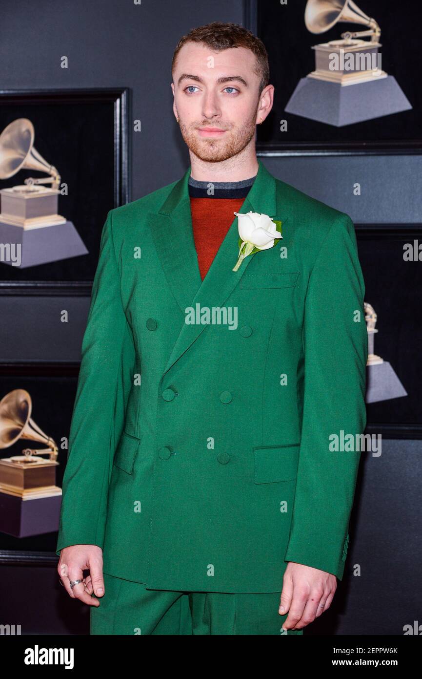 Sam Smith arrives at the 60th Annual GRAMMY Awards red carpet at ...