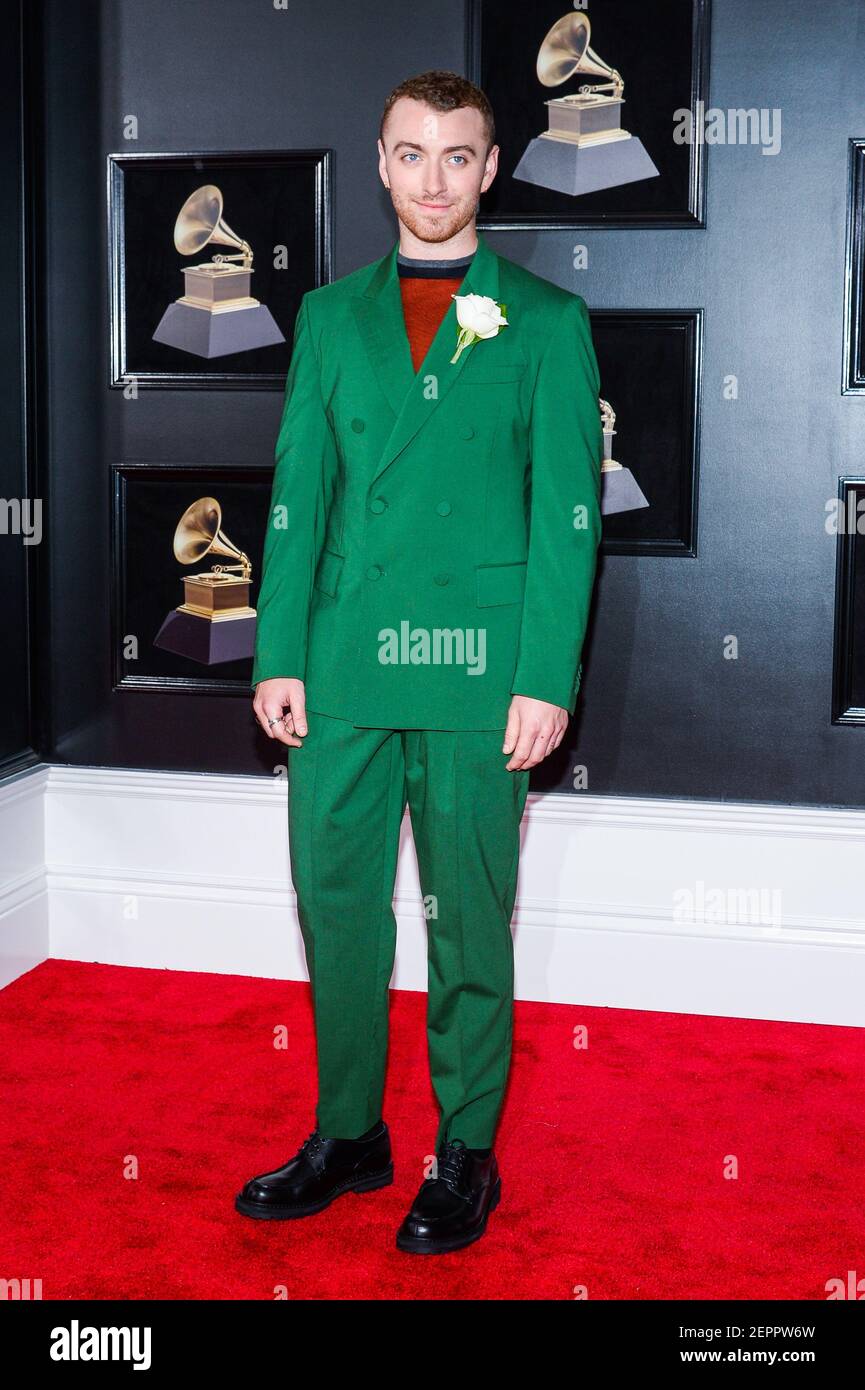 Sam Smith arrives at the 60th Annual GRAMMY Awards red carpet at ...