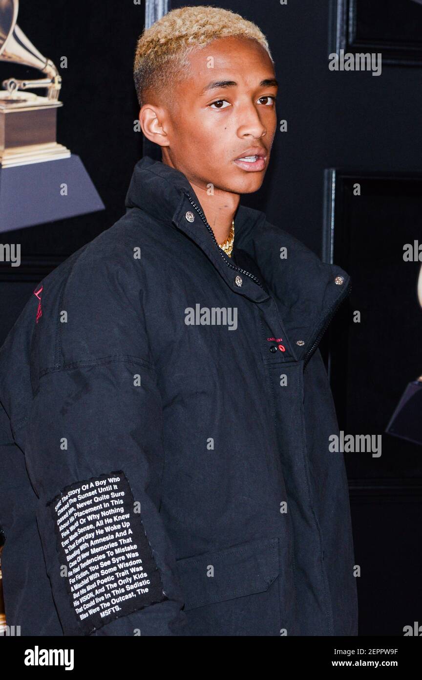 Jaden Smith arrives at the 60th Annual GRAMMY Awards red carpet at ...