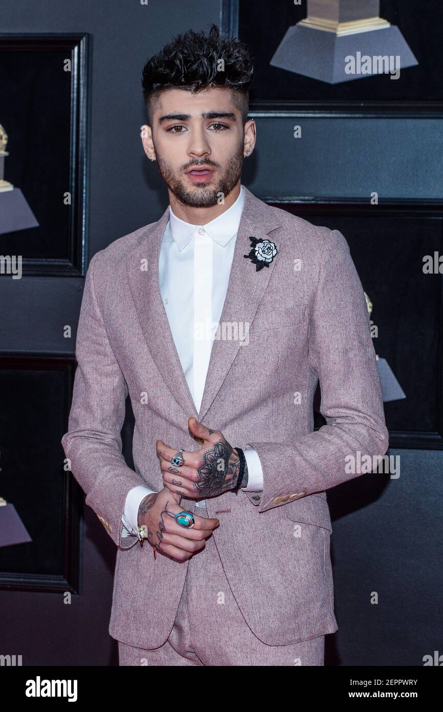 Zayn Malik arrives at the 60th Annual GRAMMY Awards red carpet at ...