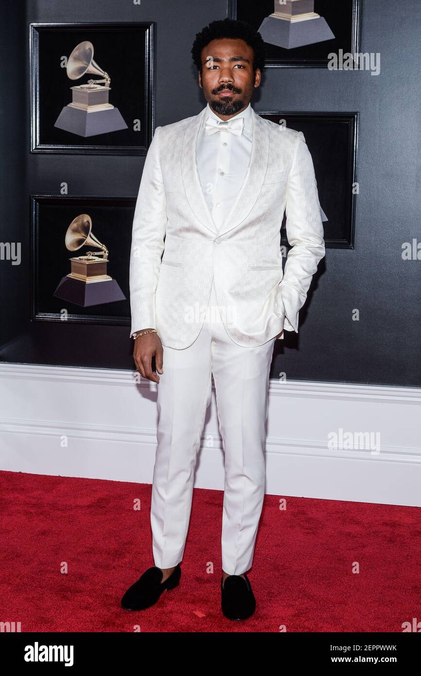 Donald Glover arrives at the 60th Annual GRAMMY Awards red carpet at ...