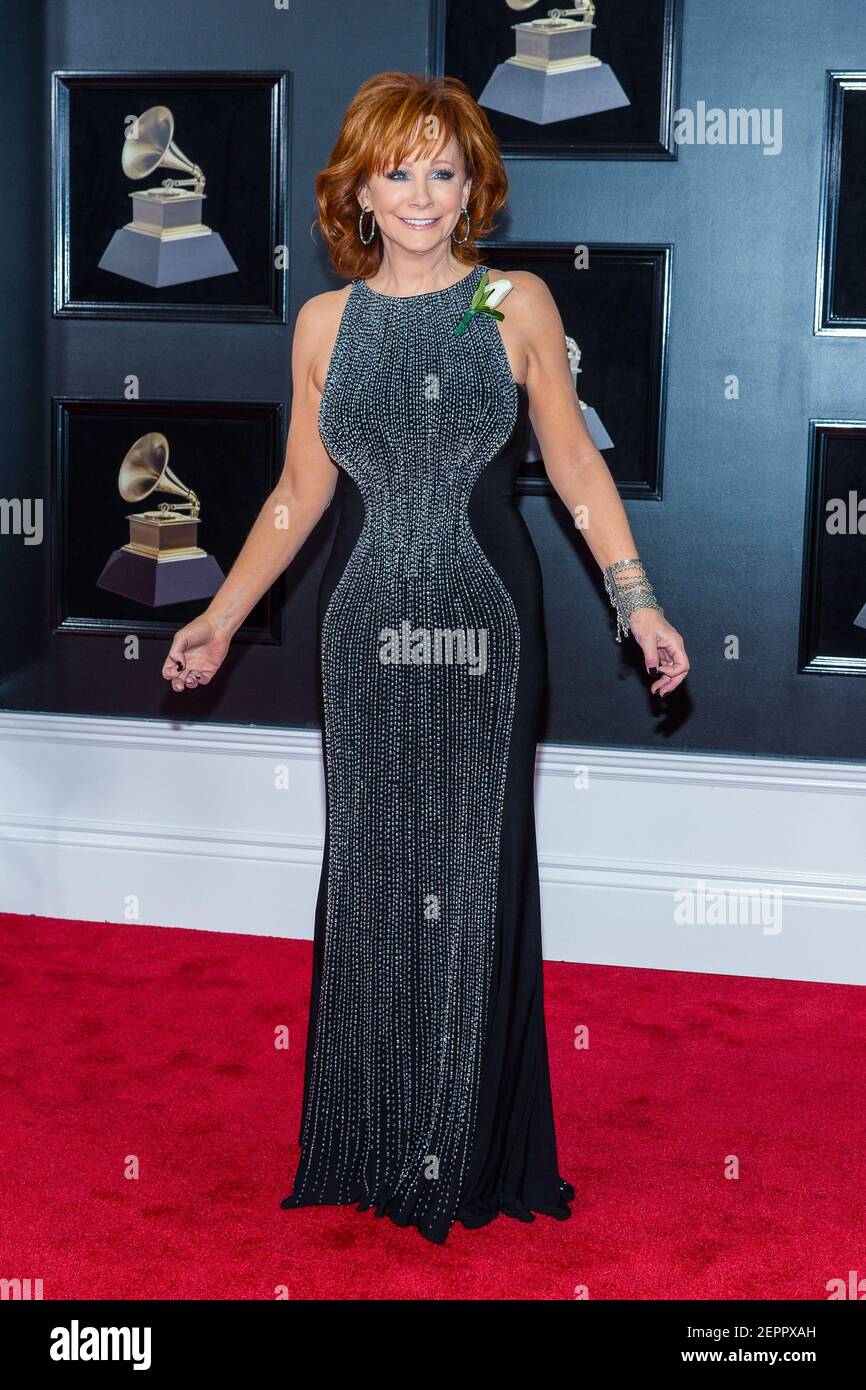 Reba McEntire arrives at the 60th Annual GRAMMY Awards red carpet at ...