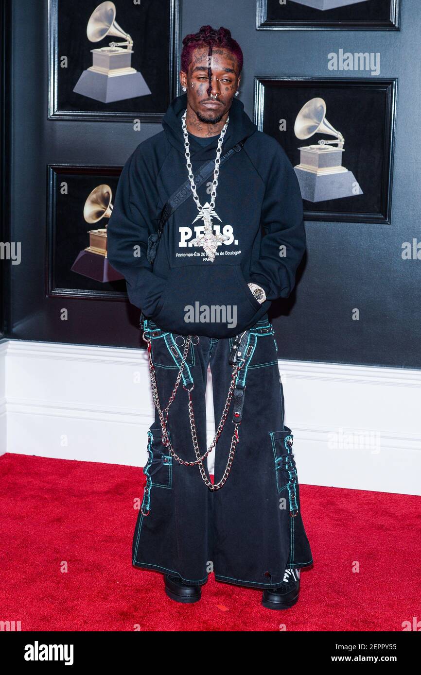 Lil Uzi Vert arrives at the 60th Annual GRAMMY Awards red carpet at Madison Square Garden in New ...