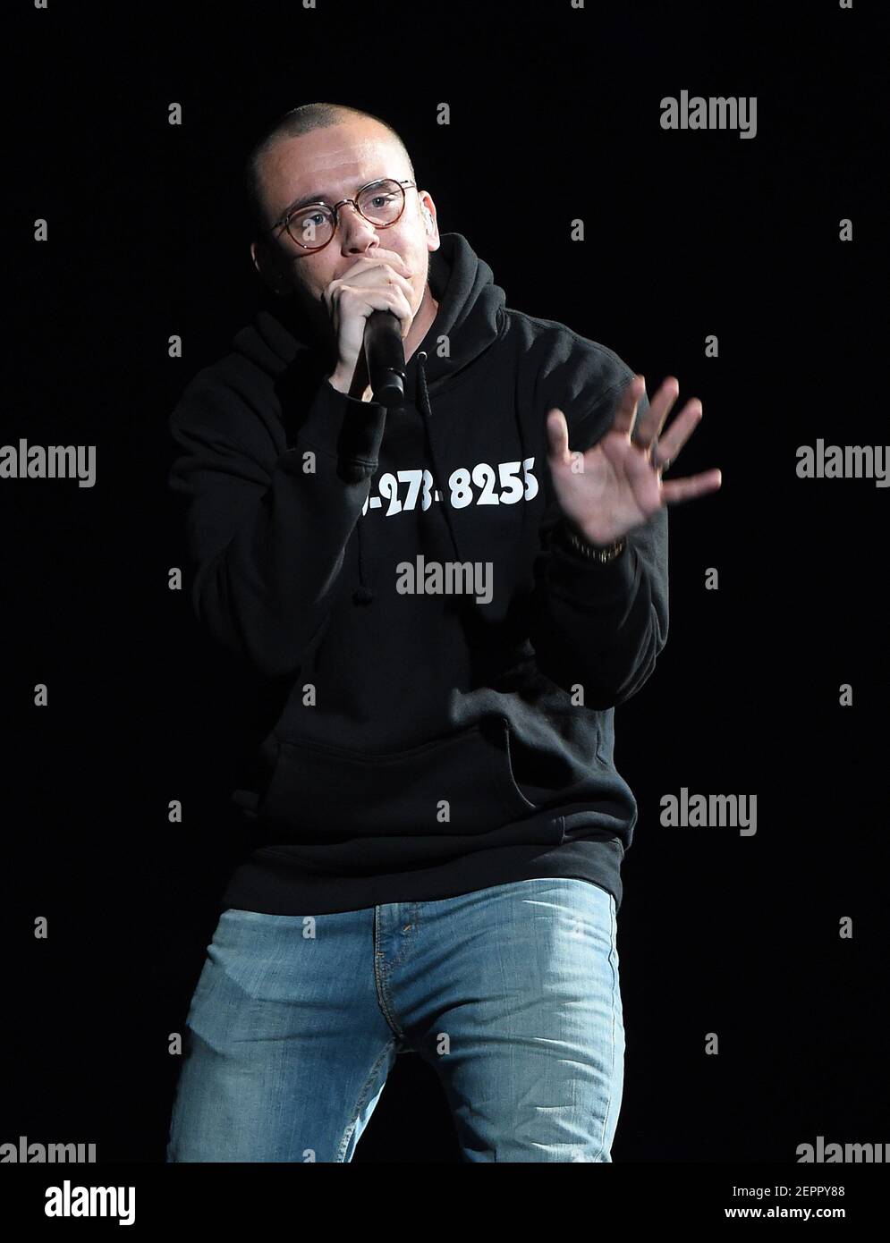 NEW YORK - JANUARY 28: Logic appears on the 60th Annual Grammy Awards ...