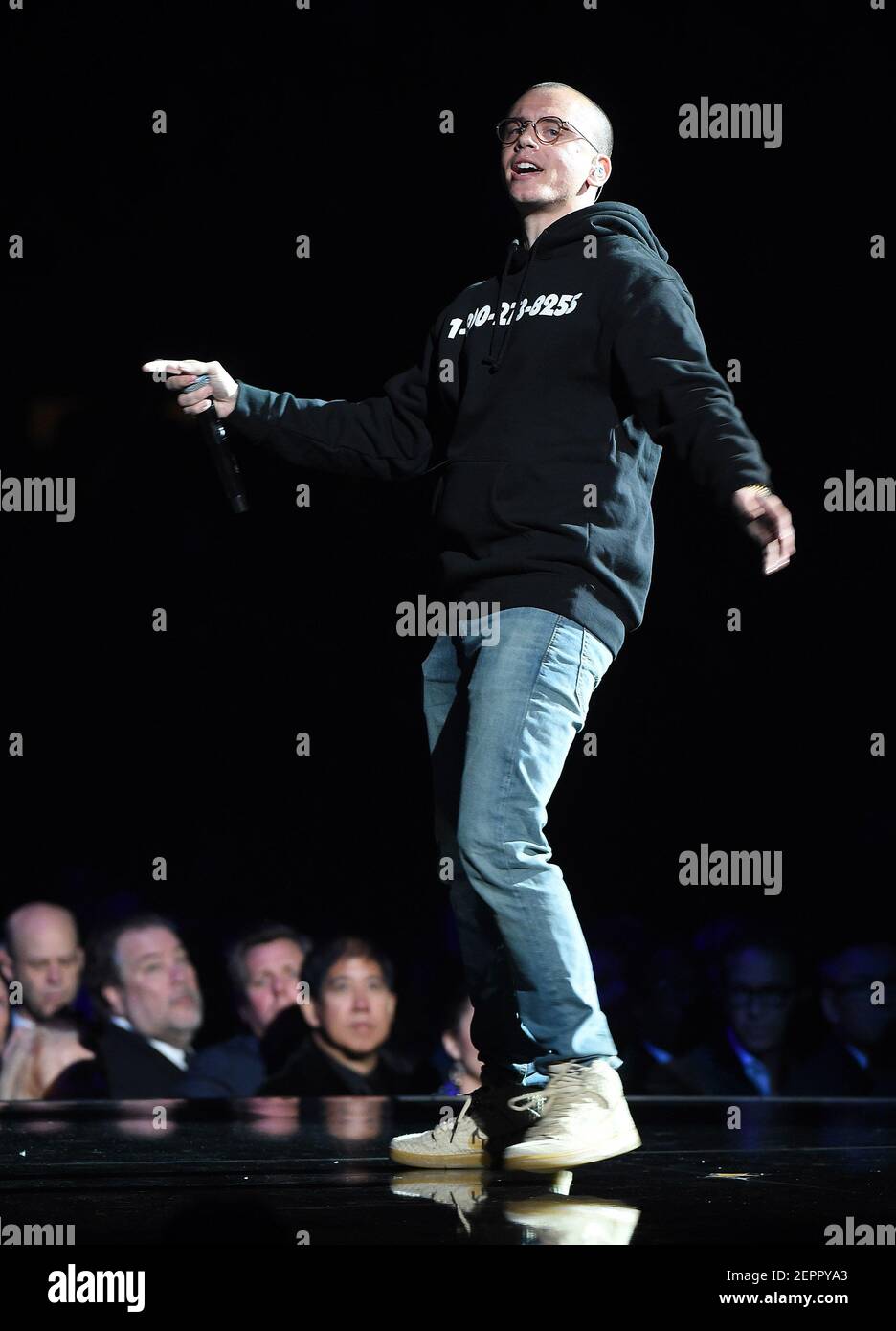 NEW YORK - JANUARY 28: Logic appears on the 60th Annual Grammy Awards ...