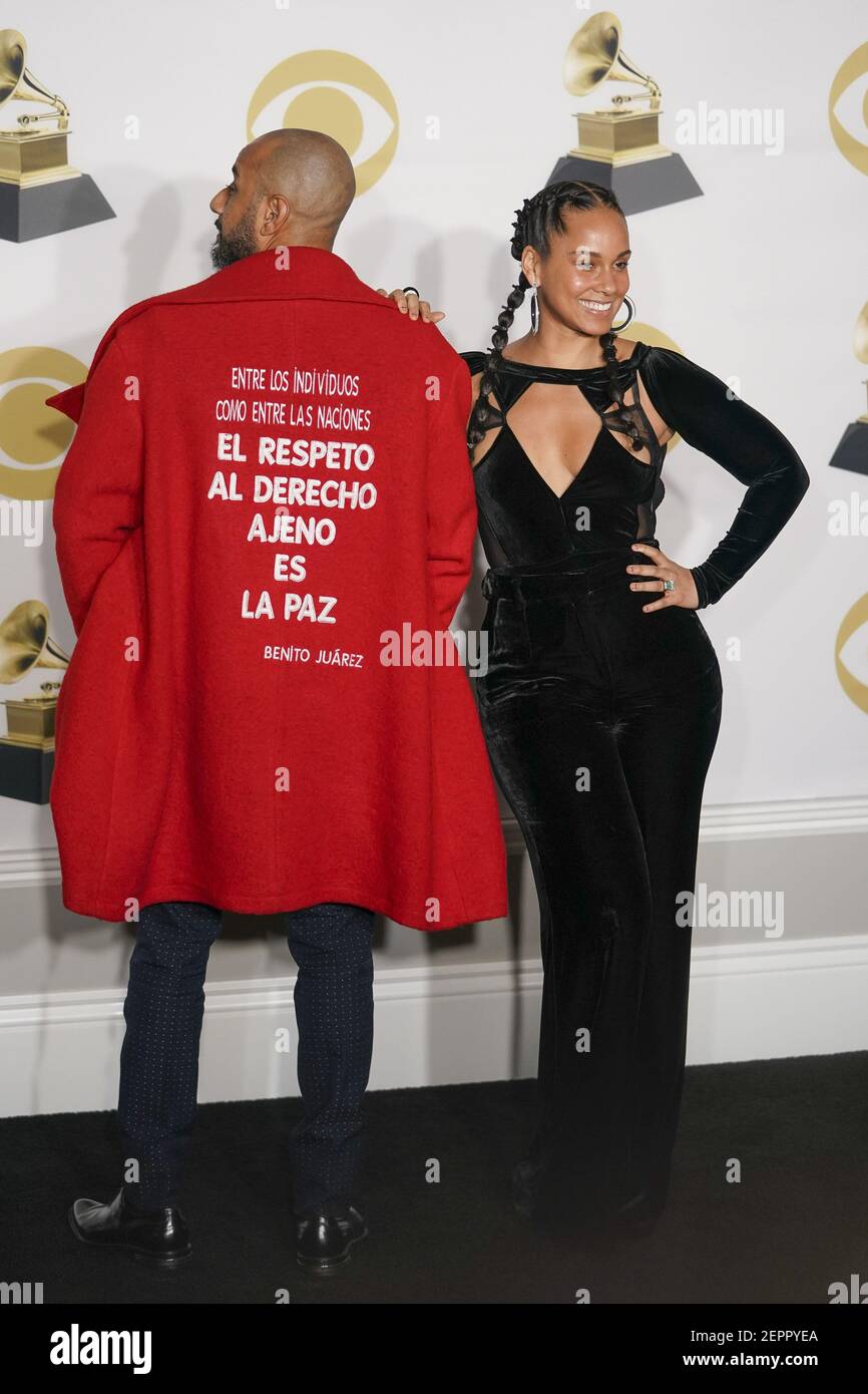 NEW YORK - JANUARY 28: Swizz Beatz and Alicia Keys poses in the press ...