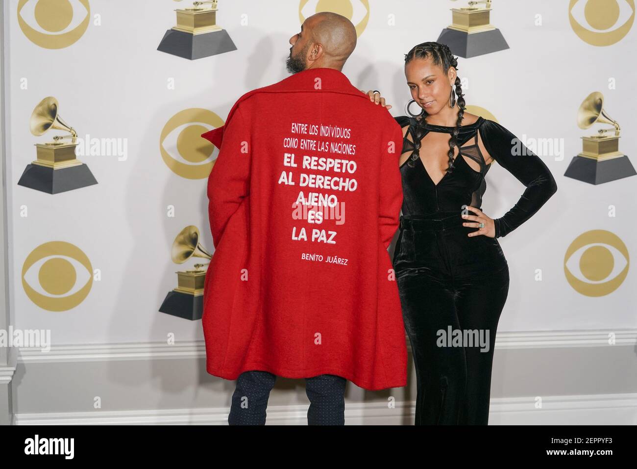 NEW YORK - JANUARY 28: Swizz Beatz and Alicia Keys poses in the press ...