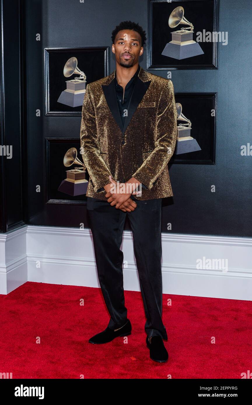 Tyran Brown arrives at the 60th Annual GRAMMY Awards red carpet at ...
