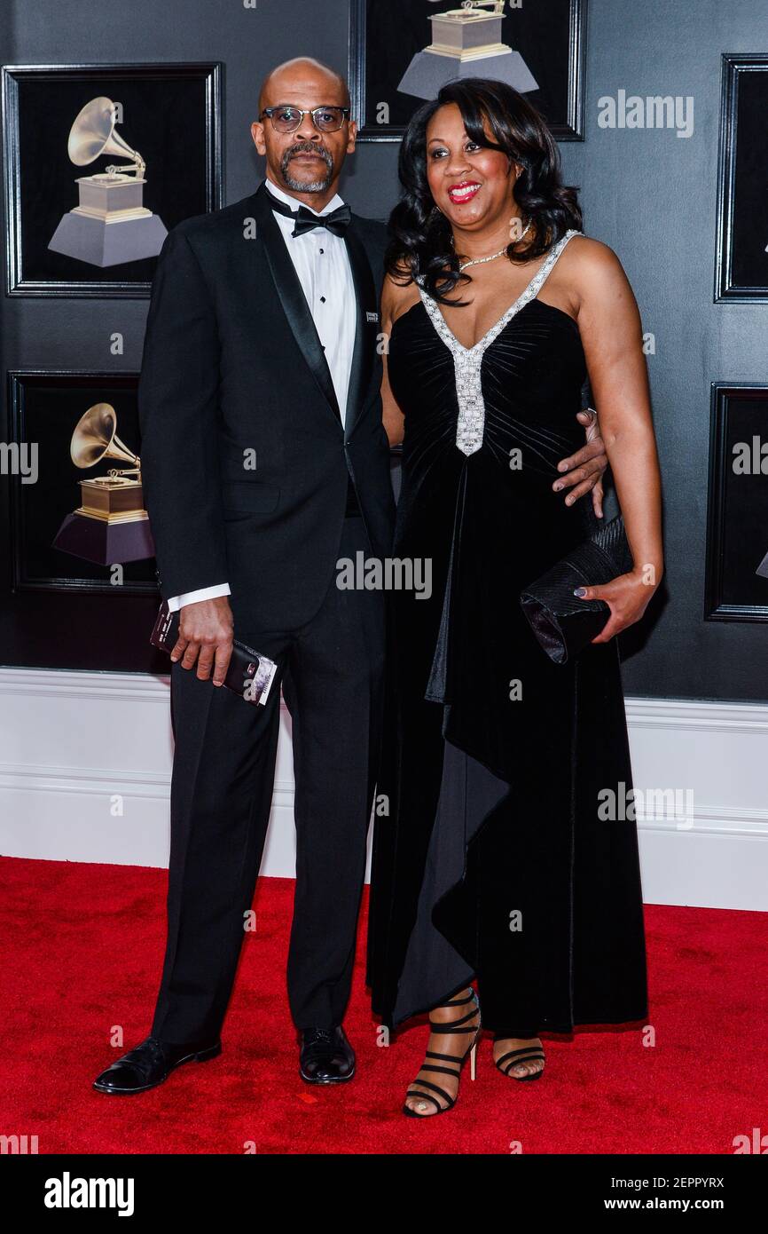 Charles Berry Jr. and Cheryl Berry arrivesat the 60th Annual GRAMMY Awards red carpet at Madison ...