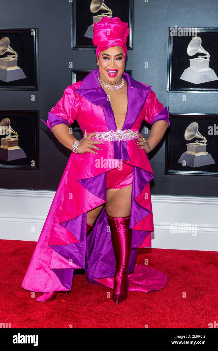 Patrick Starr arrives at the 60th Annual GRAMMY Awards red carpet at ...
