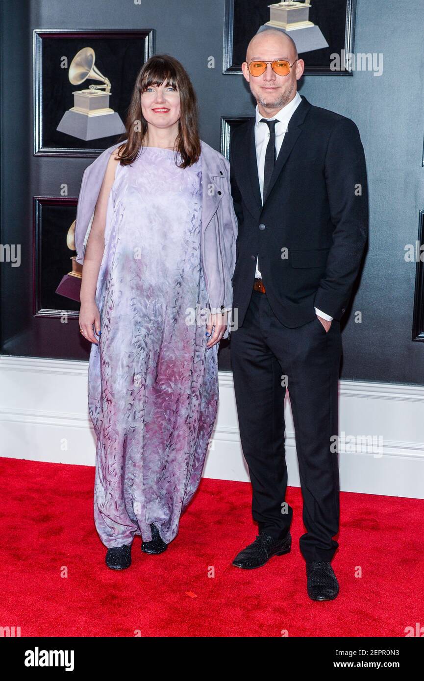 Scott Devendorf (right) arrives at the 60th Annual GRAMMY Awards red ...